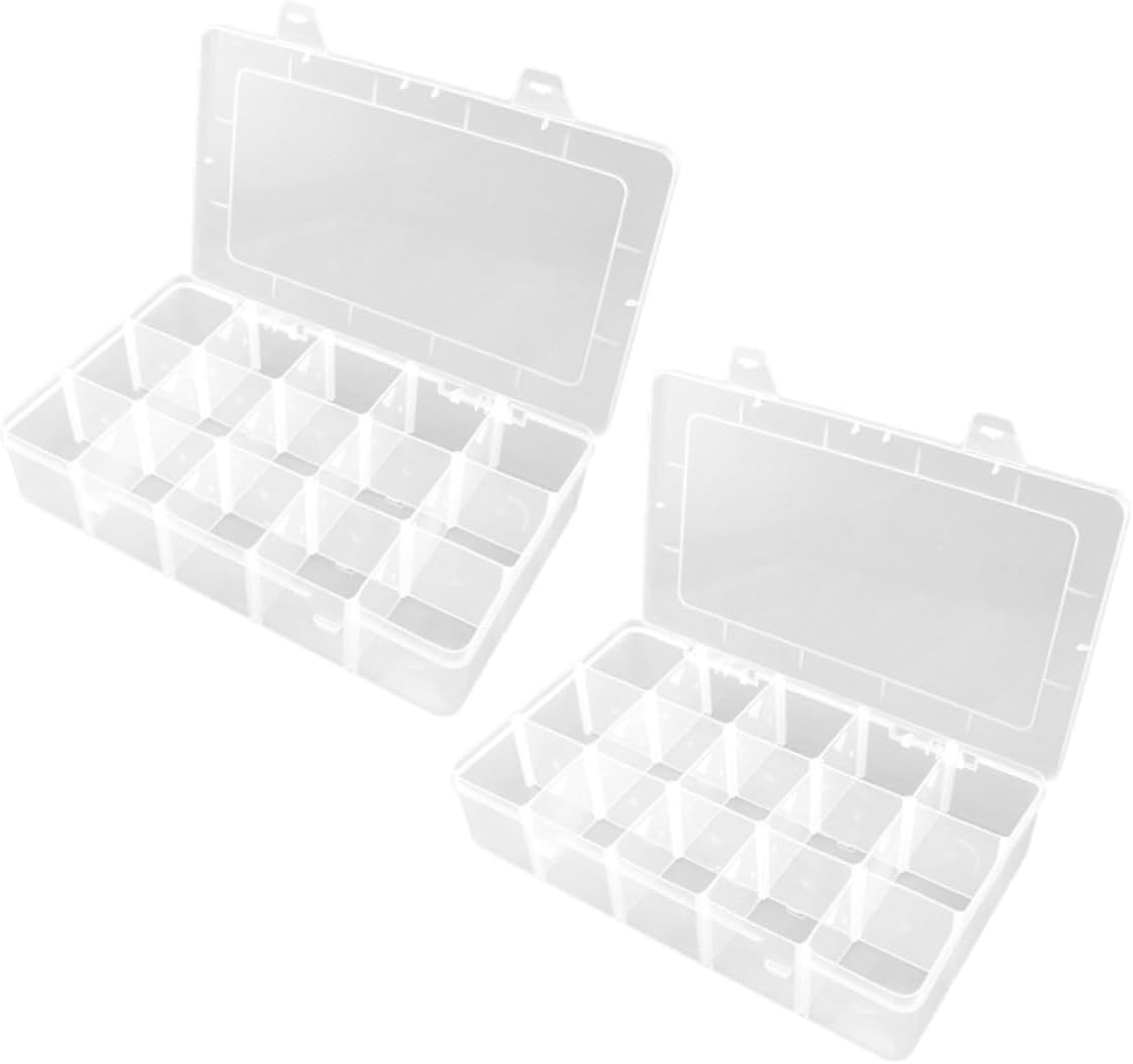 6 Pcs Boxes 15 Grid Storage Box Plastic Compartment Container Beads ...