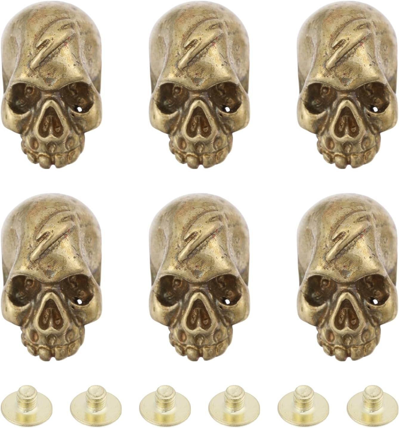 6 Pcs Brass Conchos Leather Craft Rivet Stud Gold Head Studs Rivets ...