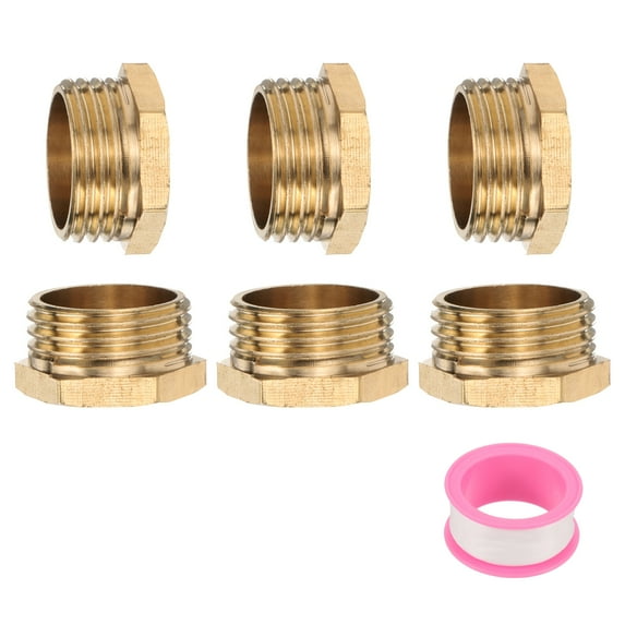 6 Pcs Brass Reducer Hex Bushing G1/2" Male x G1/8" Female Threaded ...