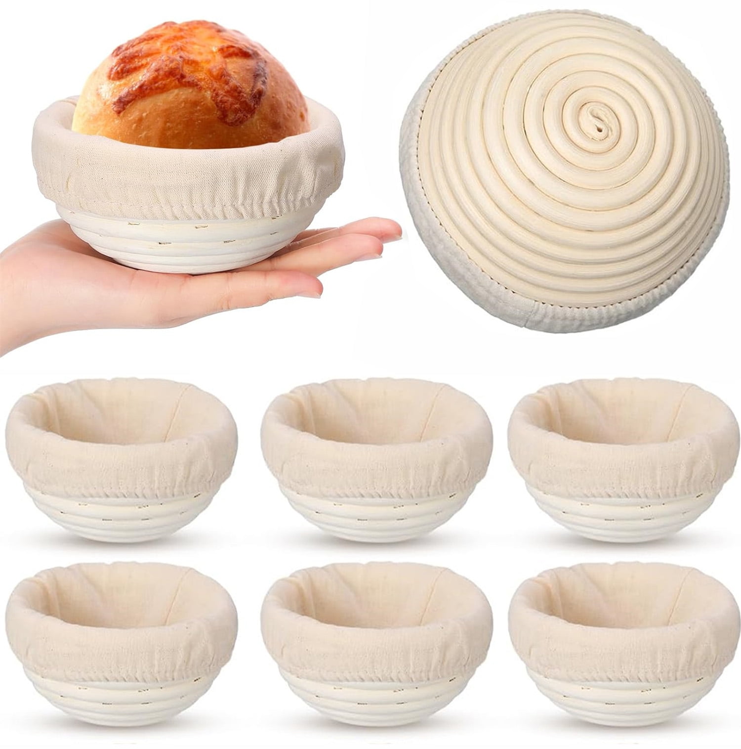 6 Pcs Bread Proofing Basket,Bexikou 5 Inch Round Dough Sourdough Basket ...