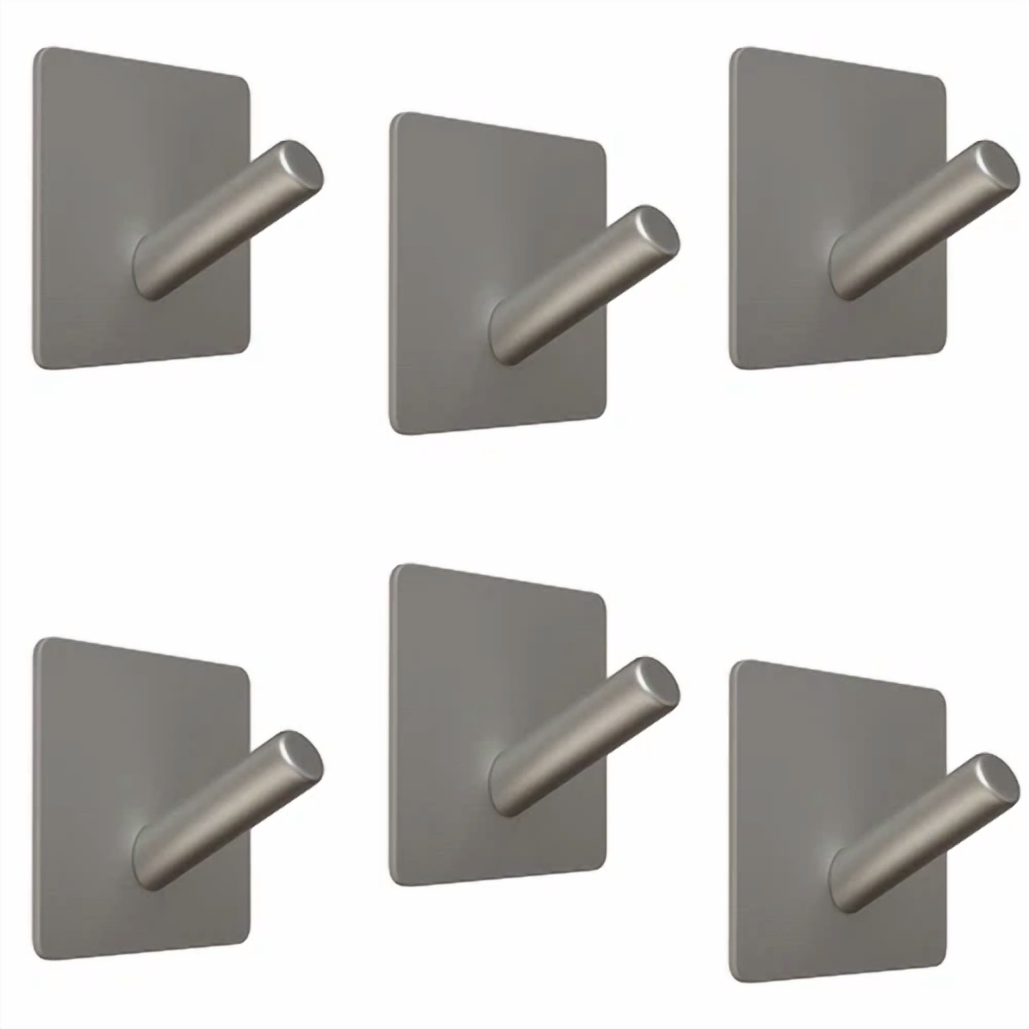 6 Pcs Brushed Nickel Self Adhesive Sticky Wall Door Hook Bath Towel ...