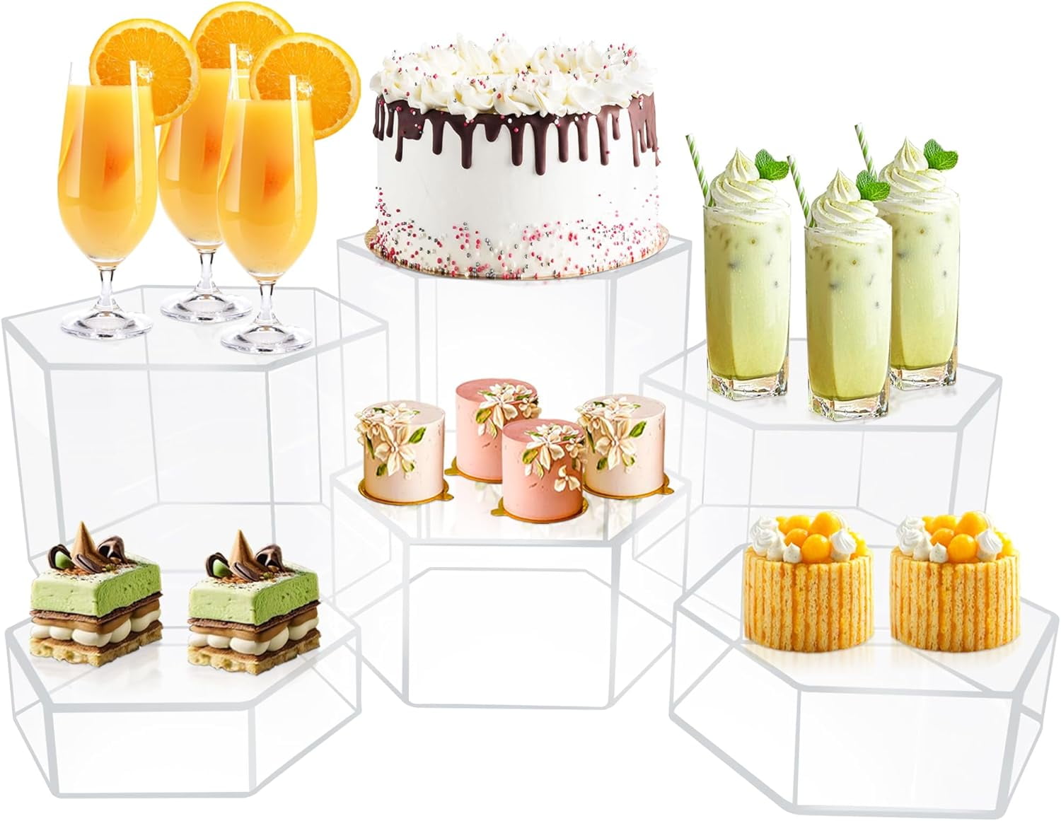 6 Pcs Buffet Risers, Dessert Stands, Acrylic Boxes for Display ...