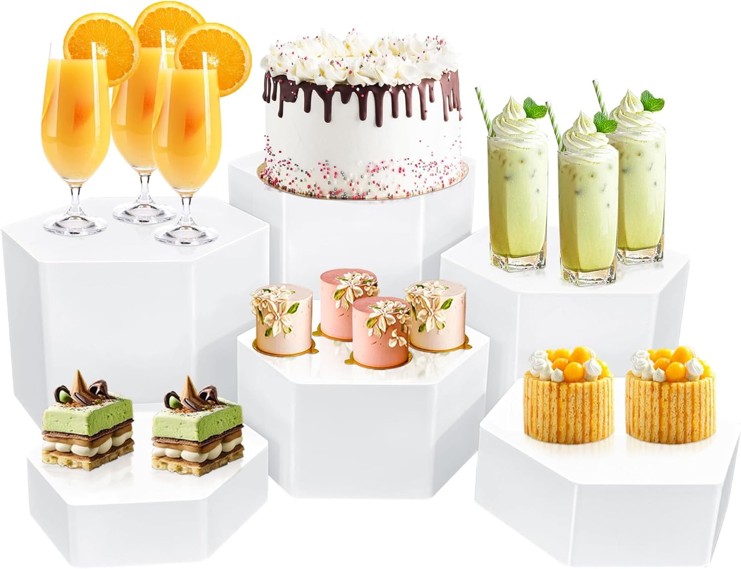 6Pcs Buffet Risers, Food Risers for Buffet, Acrylic Boxes for Display ...
