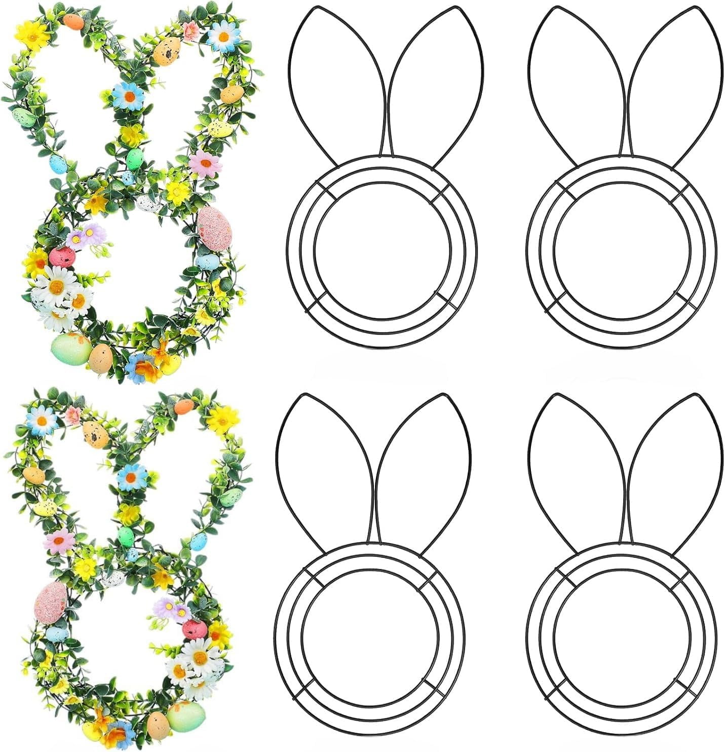 6 Pcs Bunny Wreath Form, Metal Wreath Frame Wire Form Wreath Frame ...
