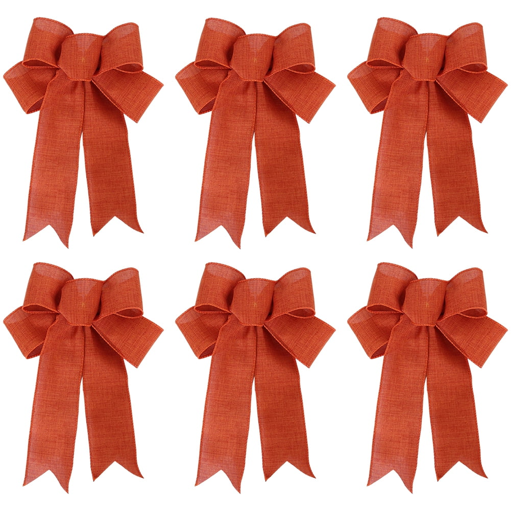 6 Pcs Burlap Bows for Wreaths Large Linen Bow for Christmas Decorations ...