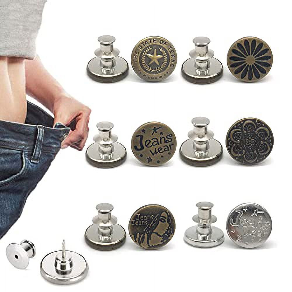 6 Pcs Buttons for Jeans,Adjustable Jean Button Pins,Pant Waist ...