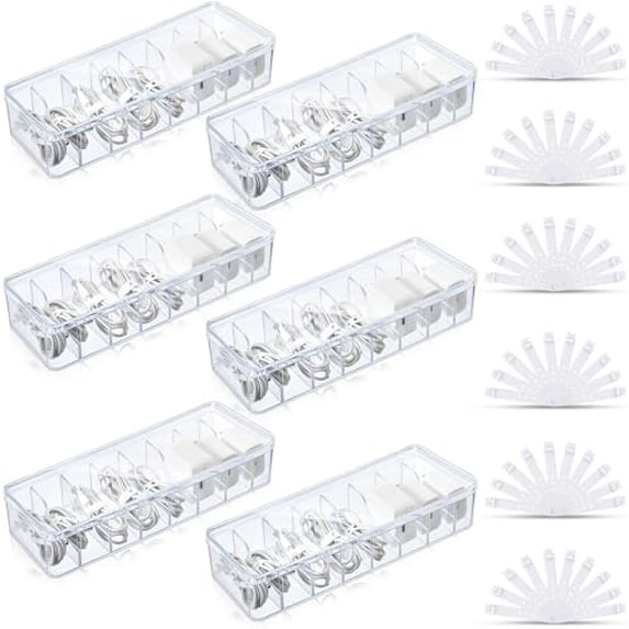 6 Pcs Cable Organizer Box with Wire Ties, Plastic Cord Storage Box with ...