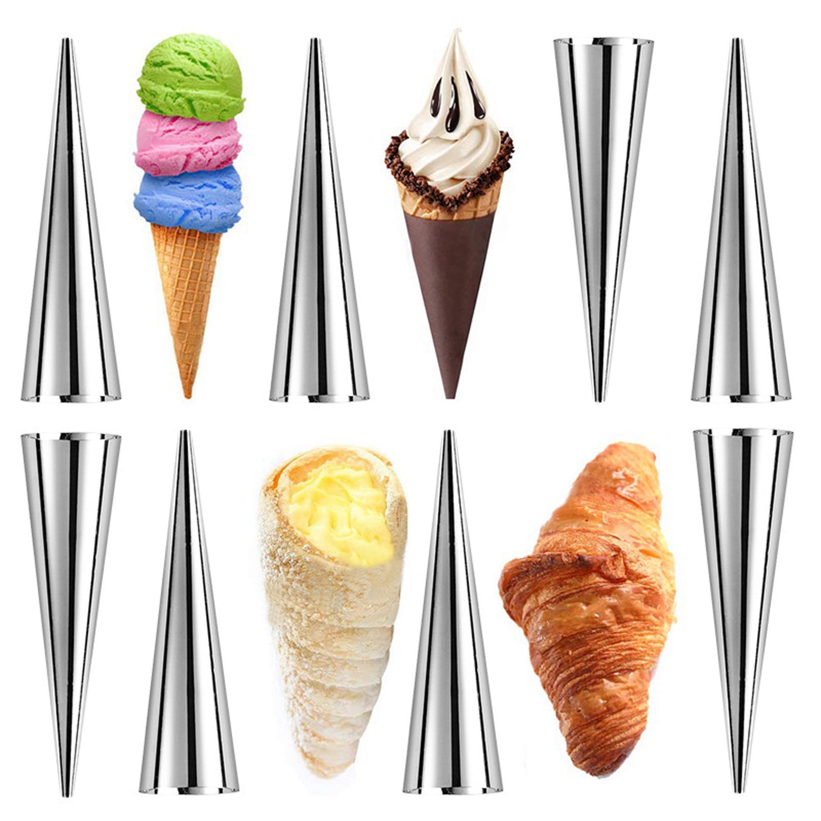 6 Pcs Cake Molds Cream Horn Molds Stainless Steel Roll Flared Danish ...
