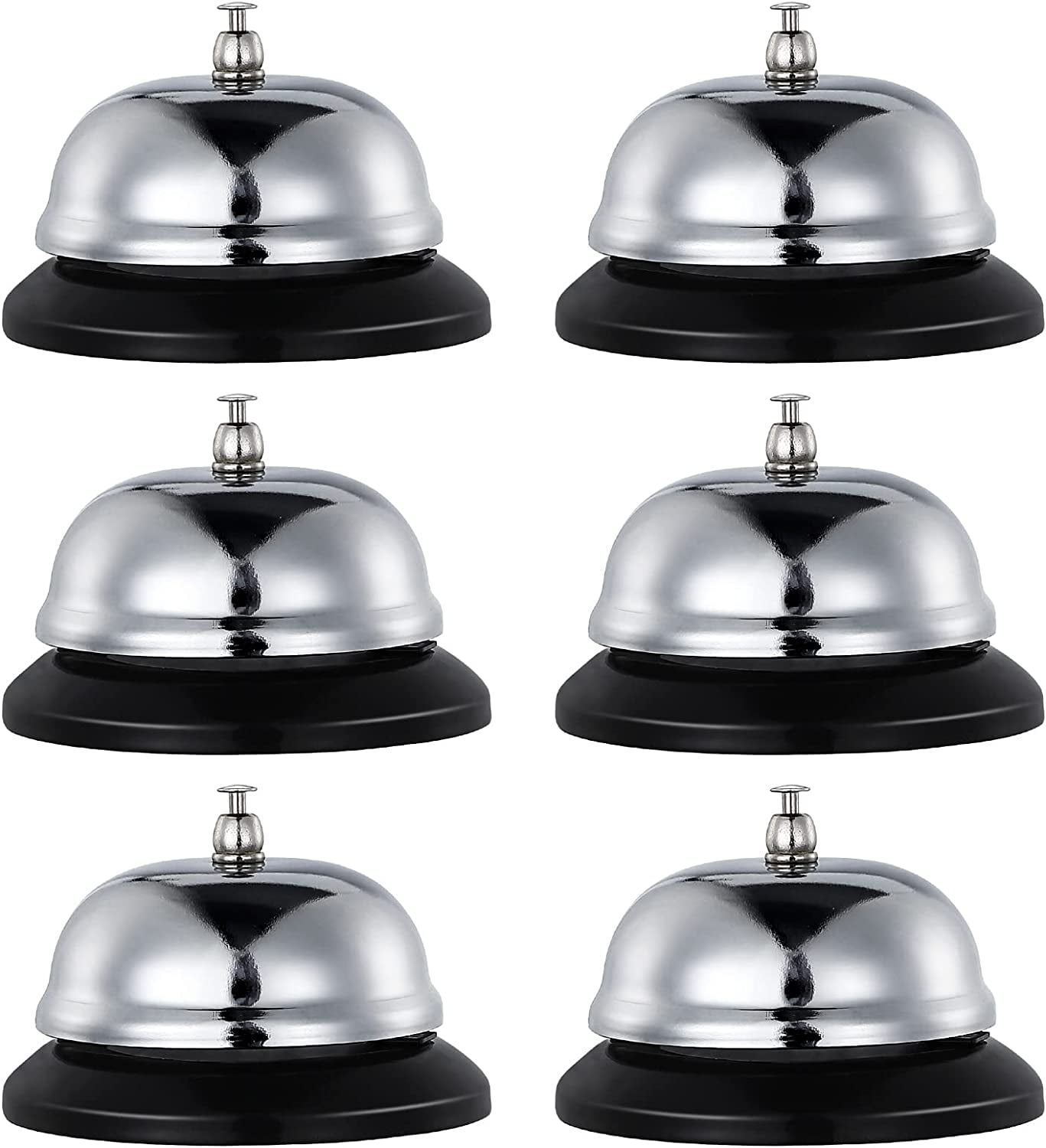 6 Pcs Call Bell 3.3 inch - Metal Structure Hotel Service Bell, Silver ...