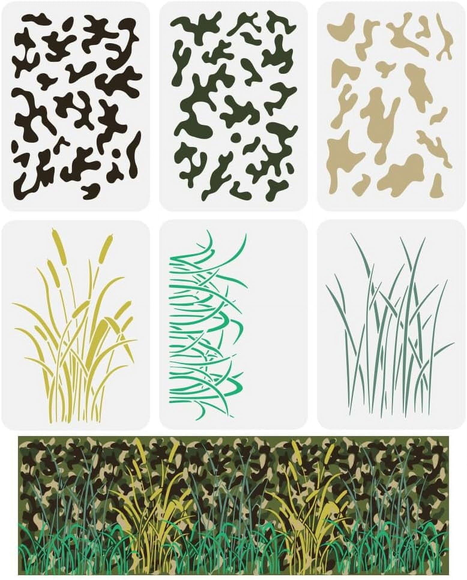6 Pcs Camo Painting Stencil 11.7x8.3inch Reusable 6 Styles Camouflage ...