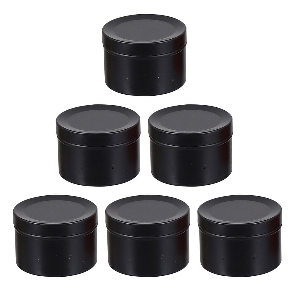 6 Pcs Candle Jar Black Jars Metal Container with Lid Aluminum Alloy ...