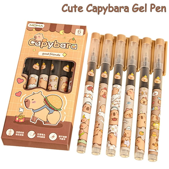 6 Pcs Capybara Cartoon Gel Pens, 0.5mm Capybara Ink Pen,Blck Ink, Quick ...