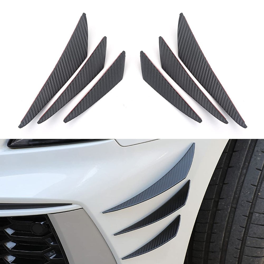 6 Pcs Car Front Bumper Lip Splitter Fins Body Spoiler Canards Carbon ...