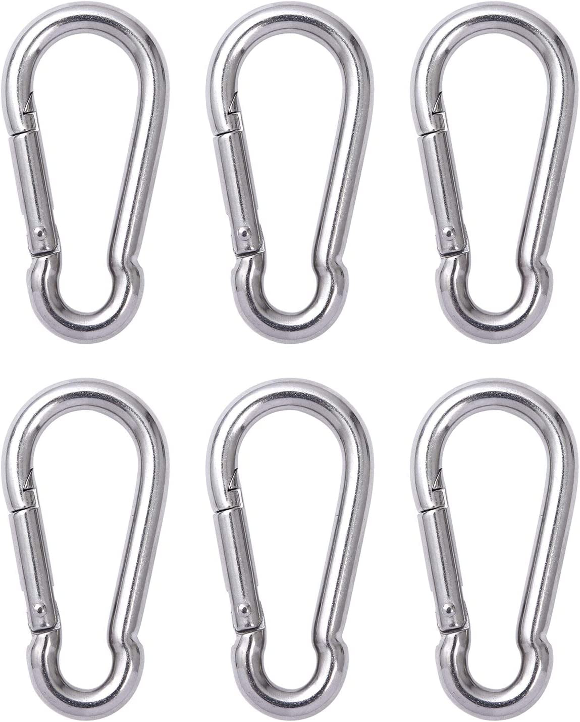 6 Pcs Carabiner Clip Spring Snap Hook - 304 Stainless Steel Quick Link ...