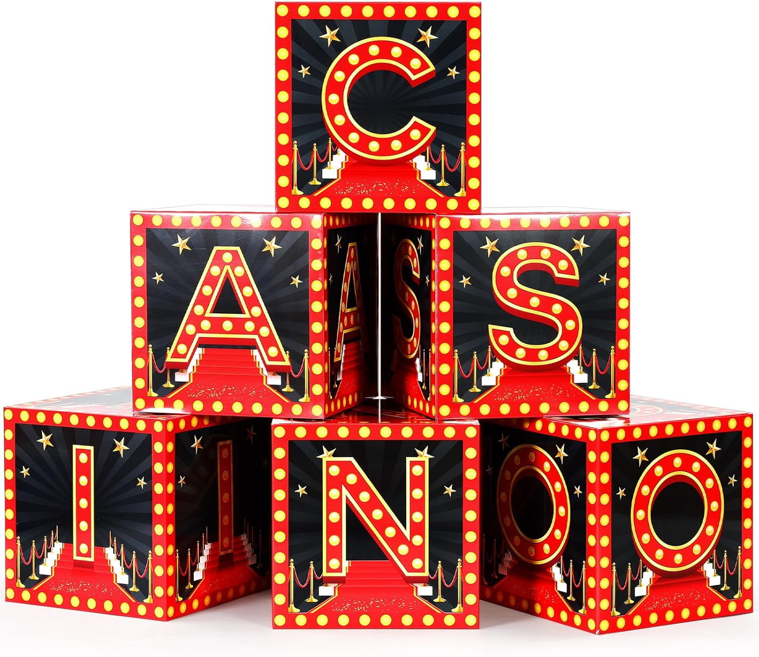 6 Pcs Casino Theme Party Decorations Large Casino Dice Boxes 12 Inch ...