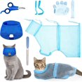 6 Pcs Cat Bathing Grooming Set, Adjustable Mesh Bathing Bag with Nail ...