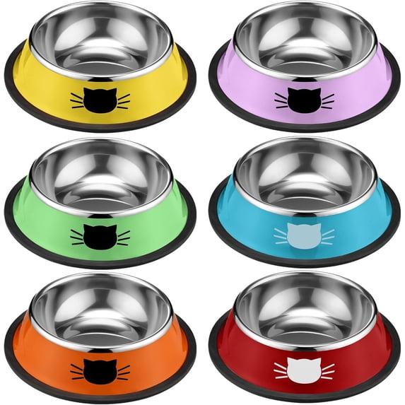 6 Pcs Cat Bowls for Food and Water Cat Dishes Stainless Steel Pet Food ...