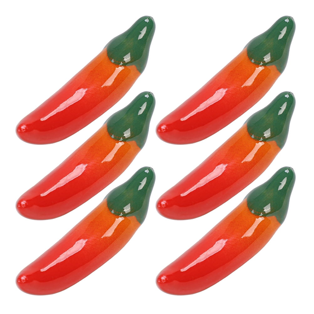 HOMEMAXS 6 Pcs Pepper Shape Ceramic Chopstick Rests Stand and Tray Set ...