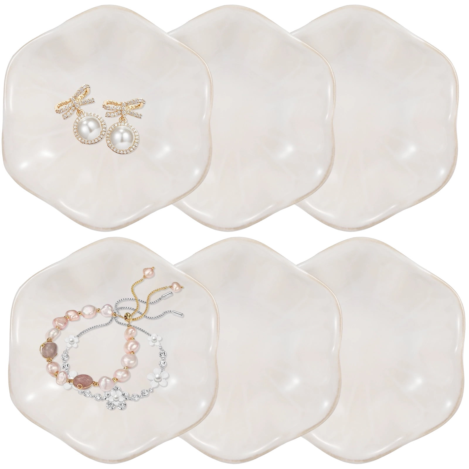 6 Pcs Ceramic Jewelry Dishes, Lotus Leaf Ring Dishes, Small Trinket ...