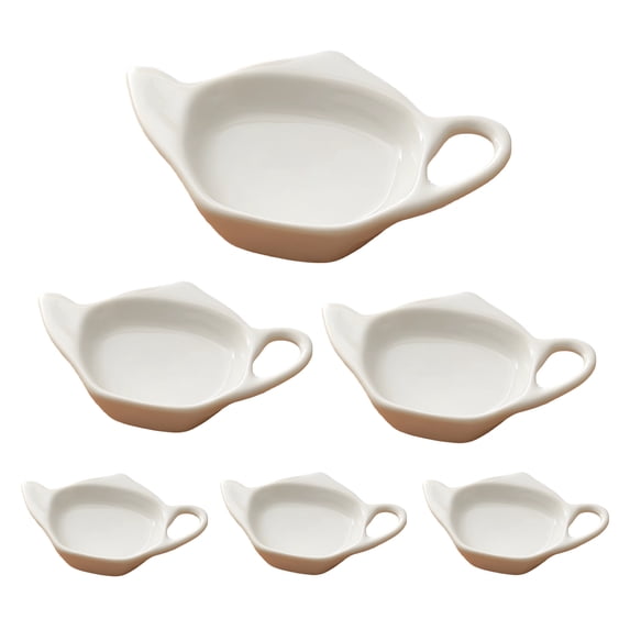 6 Pcs Ceramic Tea Bag Holder Set, Teapot Shape with Floral Design ...
