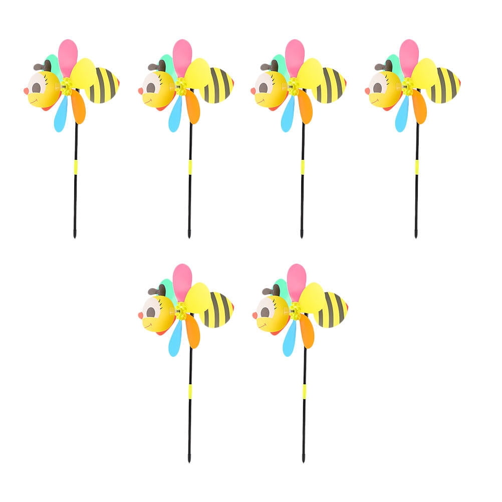 MLINS Cartoon Bee Wind Spinners Pinwheels for Decoration PVC Yellow ...