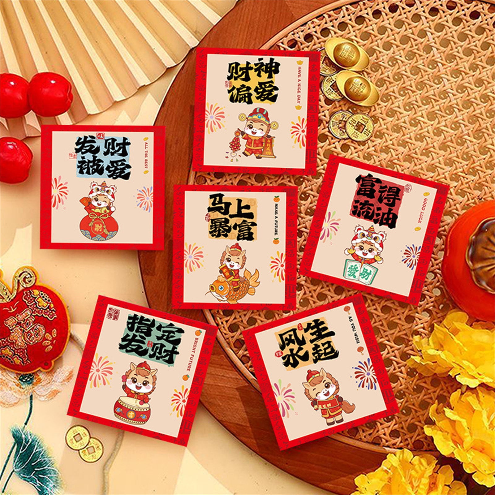 6 Pcs Chinese New Year Red Envelopes 2026-Lucky Horse Hong Bao Red ...