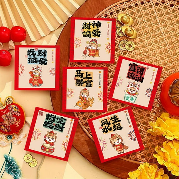 6 Pcs Chinese New Year Red Envelopes 2026-Lucky Horse Hong Bao Red ...