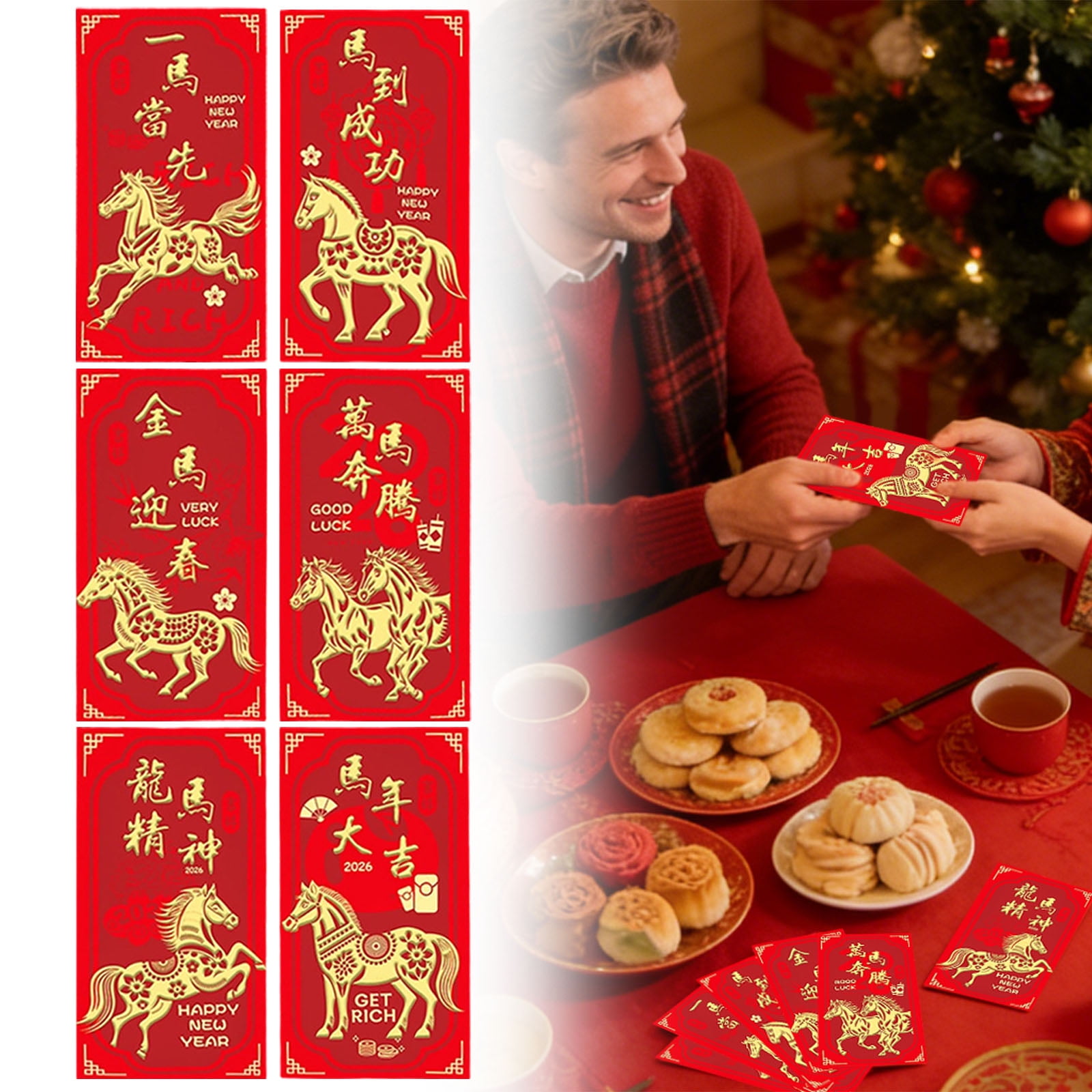 6 Pcs Chinese New Year Red Envelopes, Lunar New Year Envelopes ...