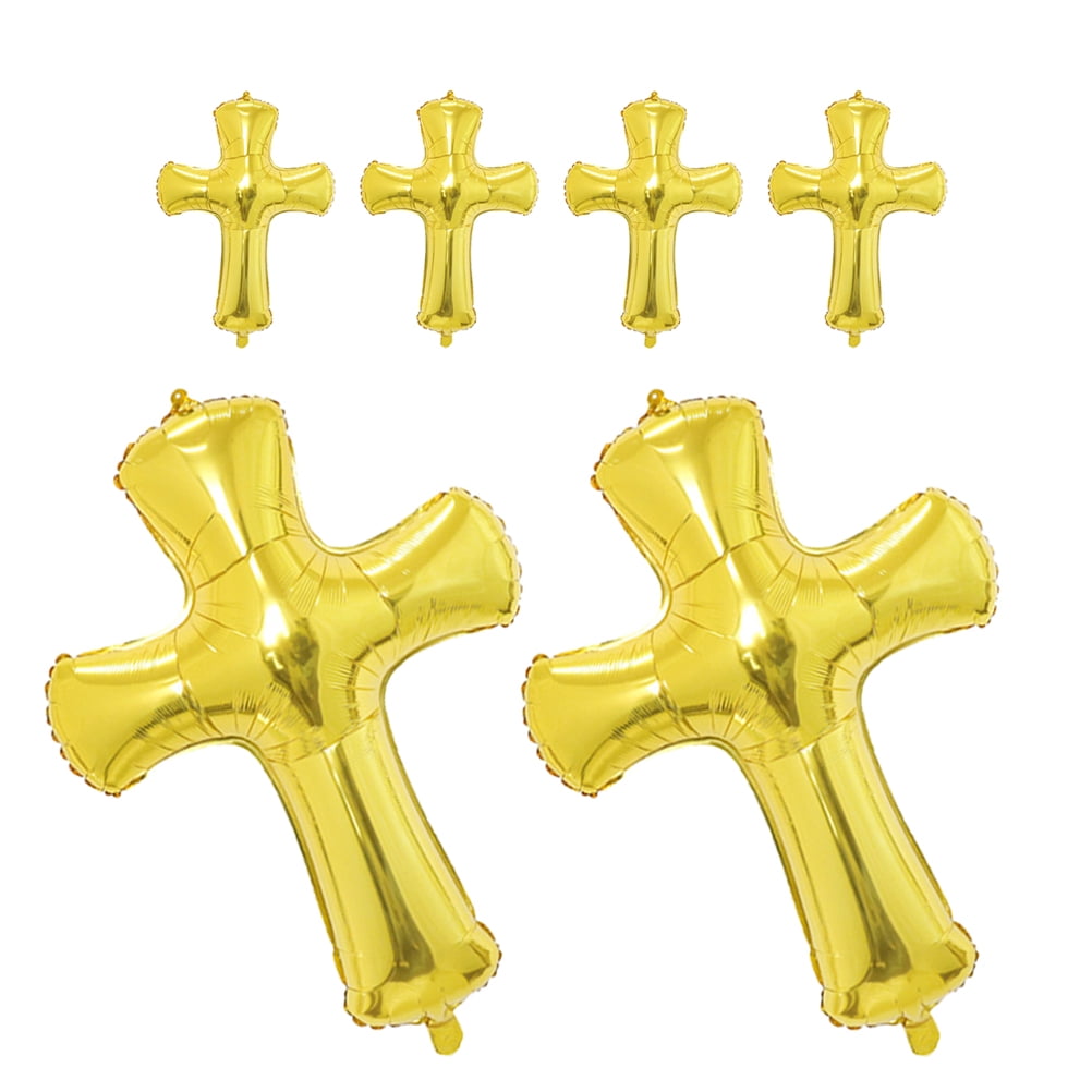 6 Pcs Christening Balloons Jesus Stand Baby Boy Girl Golden - Walmart.com