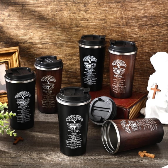 6 Pcs Christian Gifts for Men 17 oz Coffee Tumbler Inspirational Man of ...