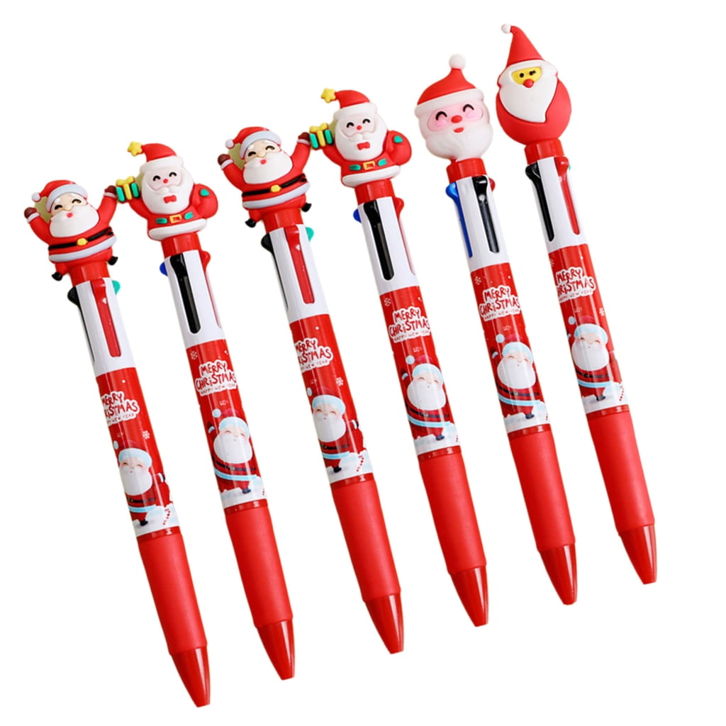 6 Pcs Christmas Ballpoint Pen 4 in 1 Shuttle Pen Multicoloure Pen ...