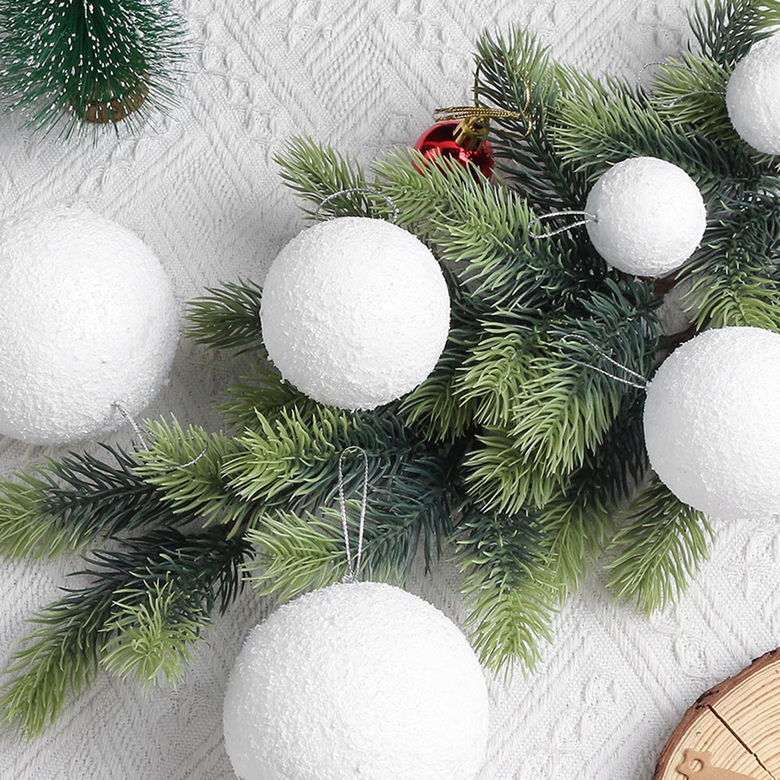6 Pcs Christmas Balls Ornaments Set Christmas Decor Hanging Snowballs ...