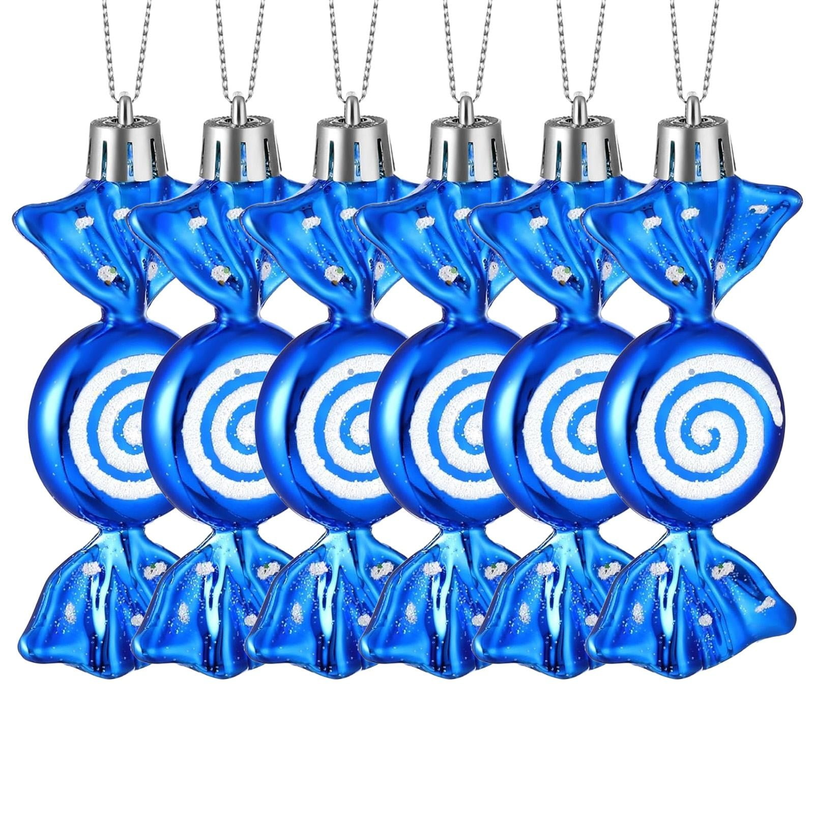 6 Pcs Christmas Candy Ornaments Hanging Glitter Candy Cane Decoration ...