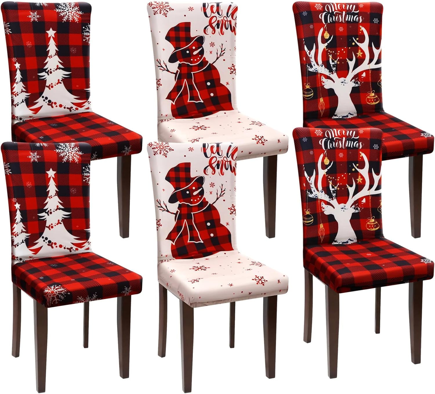 6 Pcs Christmas Chair Covers D g Protector Removable Washable Stretch ...
