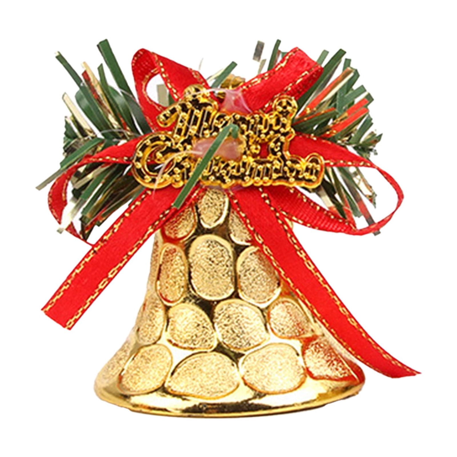 6 Pcs Christmas Golden Bells Xmas Tree Bells with Merry Christmas Sign ...