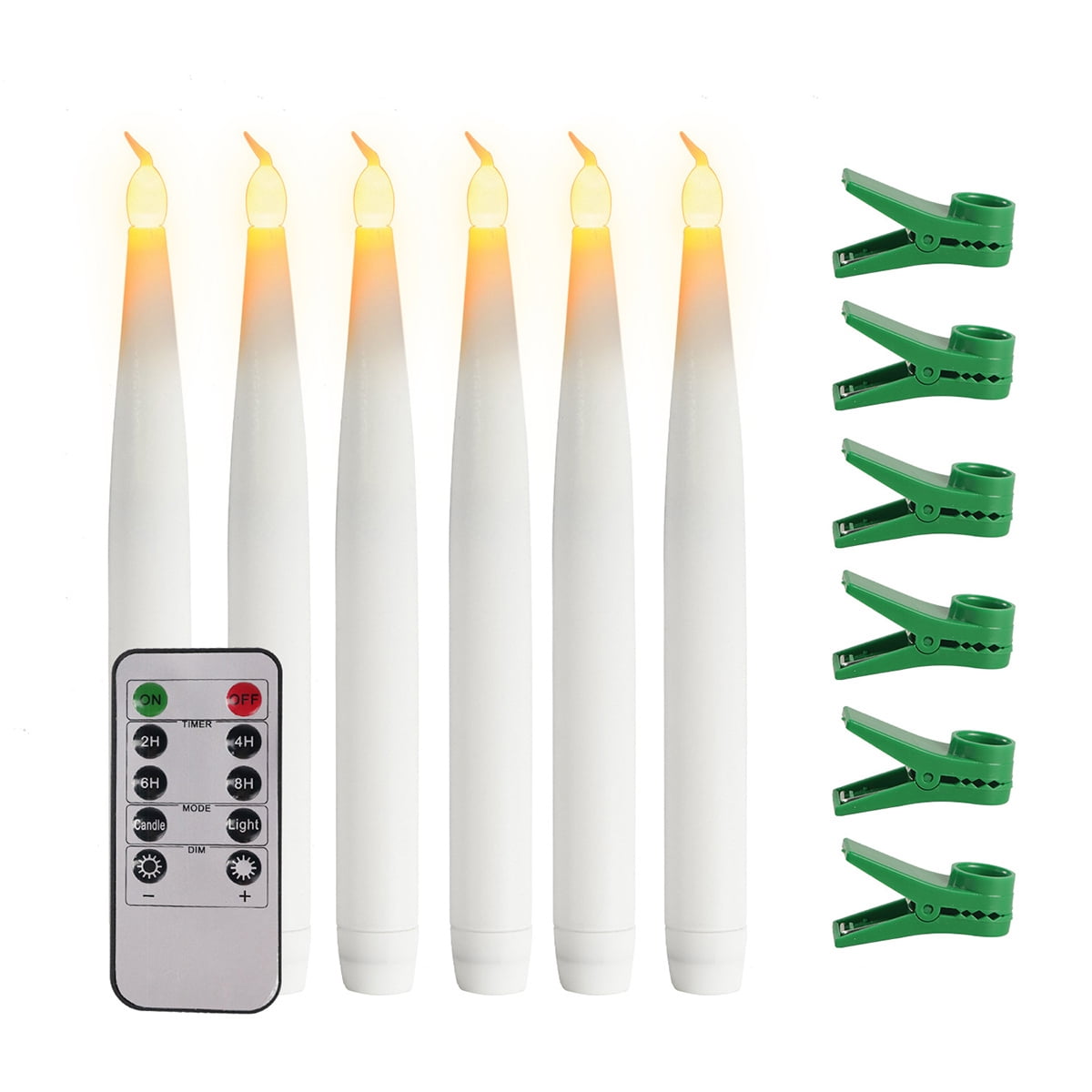 6 Pcs Christmas LED Candle Light Long Pole Electronic Clip Candle Lamp ...