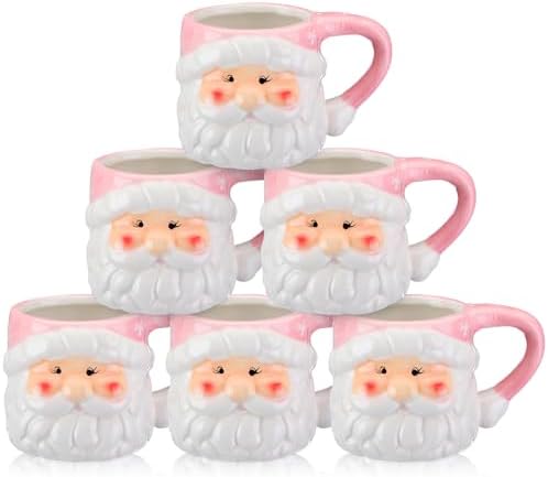 6 Pcs Christmas Santa Coffee Mugs Vintage Santa Claus Heads Ceramic Mug ...