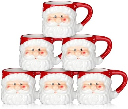 6 Pcs Christmas Santa Coffee Mugs Vintage Santa Claus Heads Ceramic Mug ...