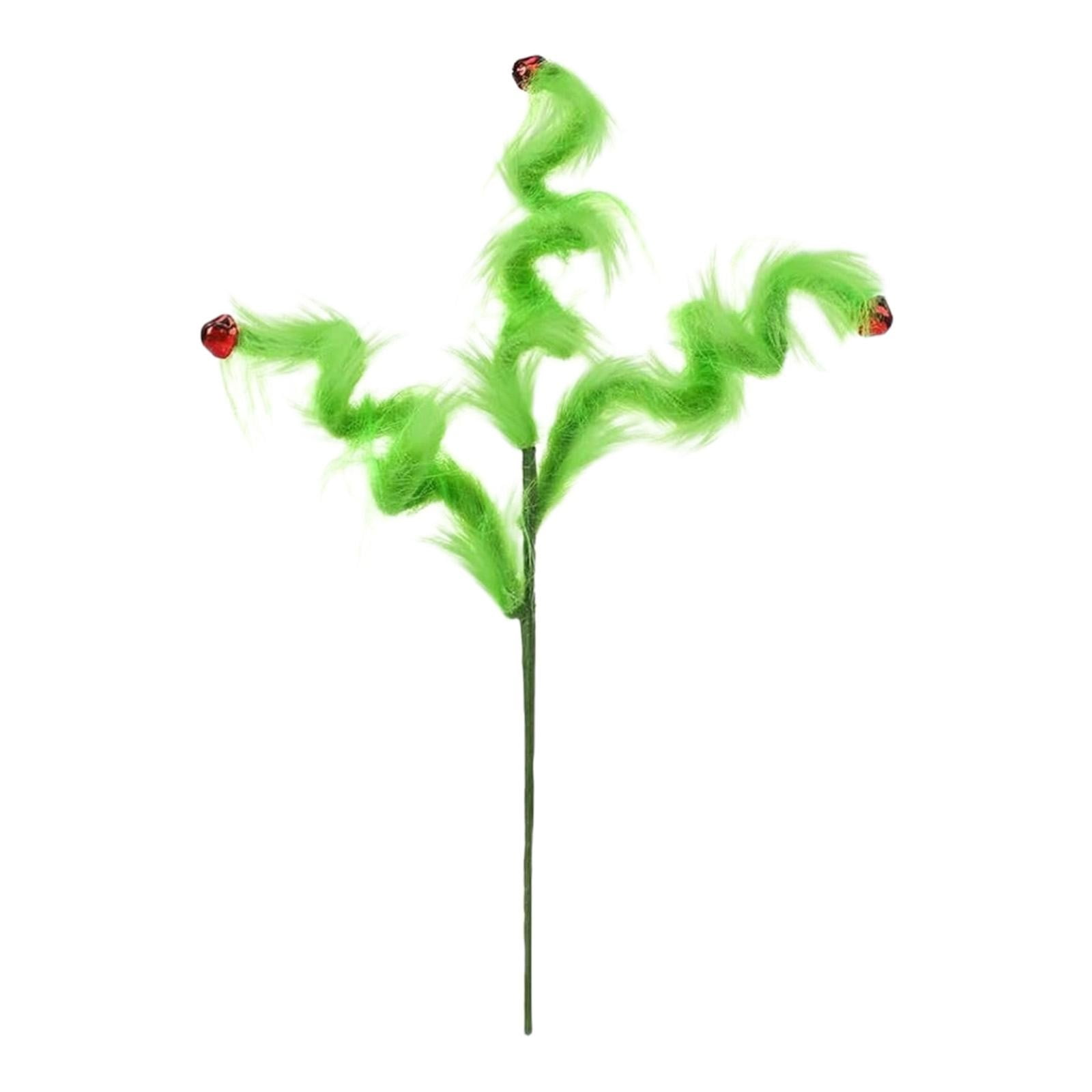 6 Pcs Christmas Tree Topper, Green Fur Picks Decorations with Small Red ...