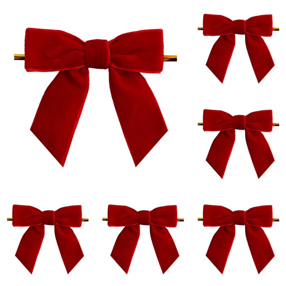 6 Pcs Christmas Velvet Bows, 3.14 × 3.14 Inch Luxurious Velvet Ribbon ...