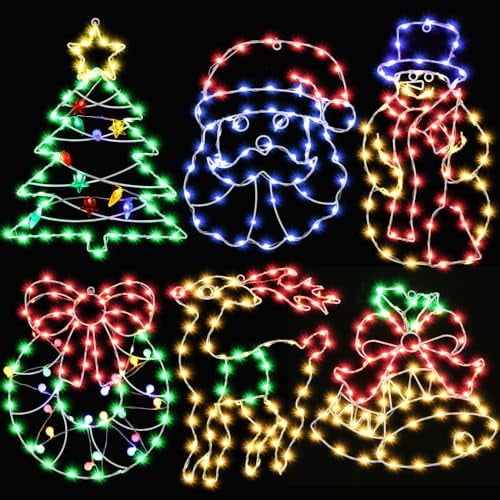 6 Pcs Christmas Window Silhouette Lights Decorations 16 Inch Waterproof ...