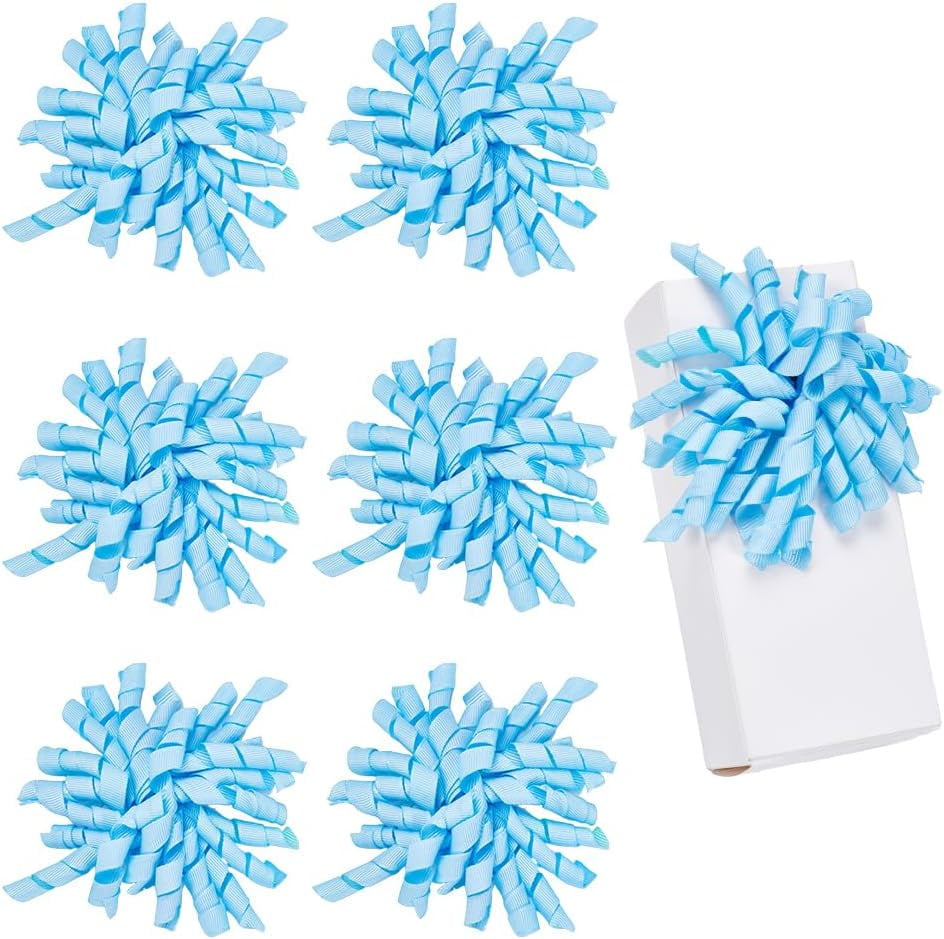 6 Pcs Christmas for Presents Deep Sky Blue Self Adhesive Curly Ribbon ...