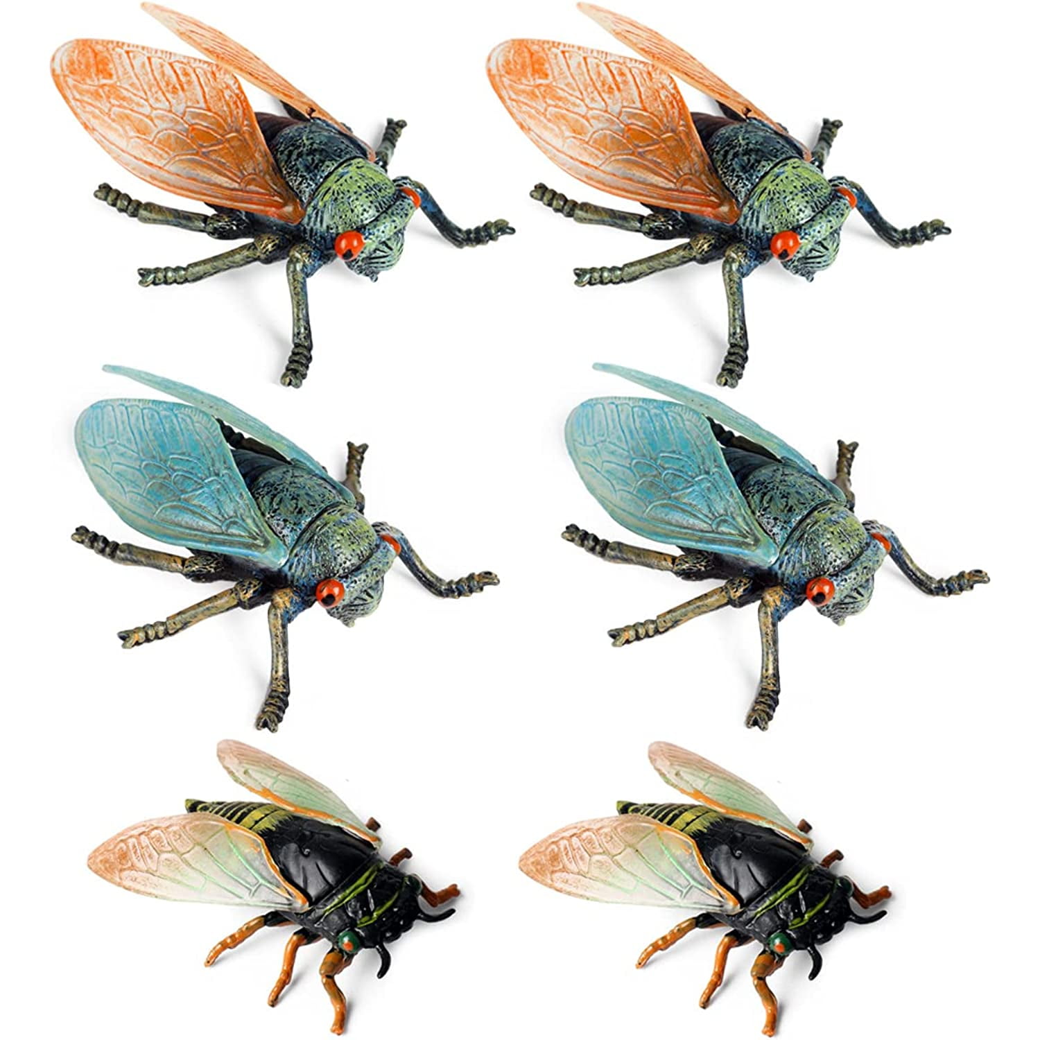 6 Pcs Cicada Figurines Plastic Realistic Models Artificial Cicada for ...
