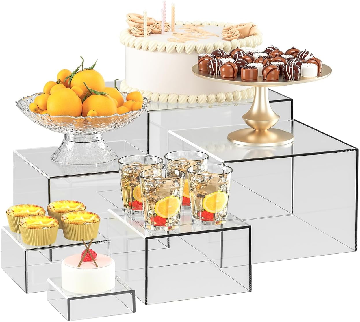 6 Pcs Clear Acrylic Boxes for Display as Buffet Risers and Stands, Food ...
