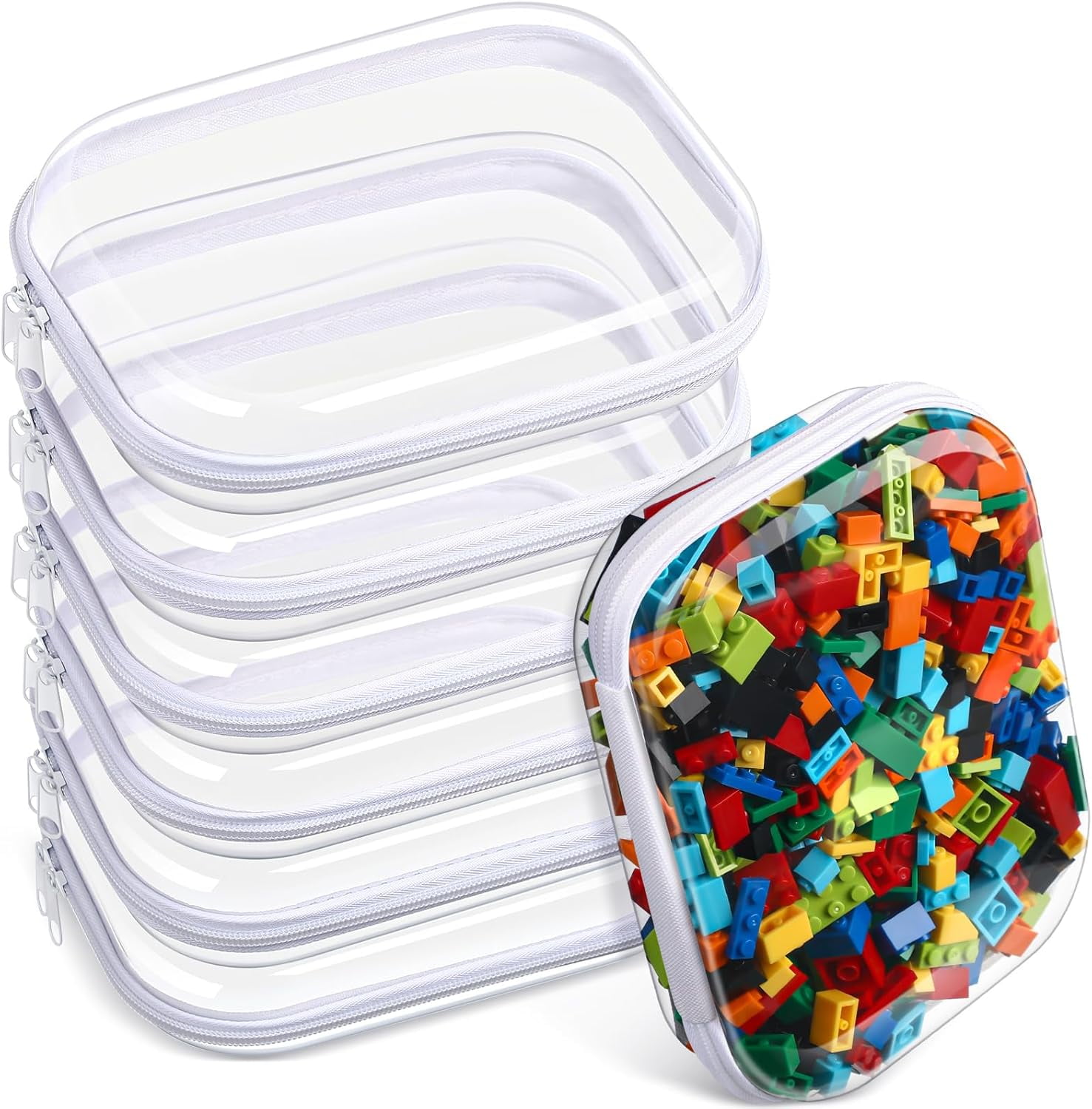 6 Pcs Clear Hard Zipper Case Hard Plastic Zipper Pouches Makeup Bag ...