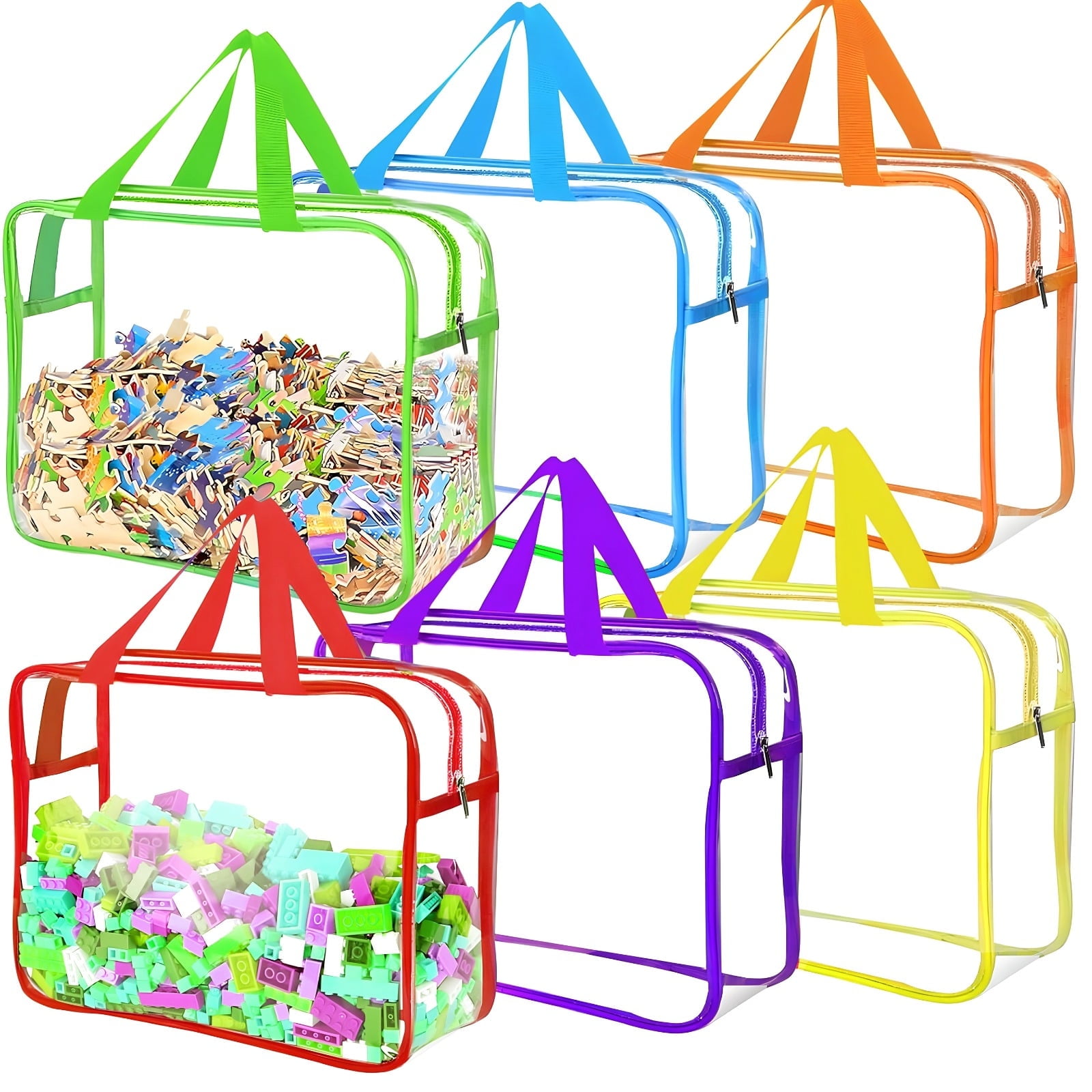 6 Pcs Clear PVC Storage Bags, Heavy Duty Waterproof Toy Organizers with ...