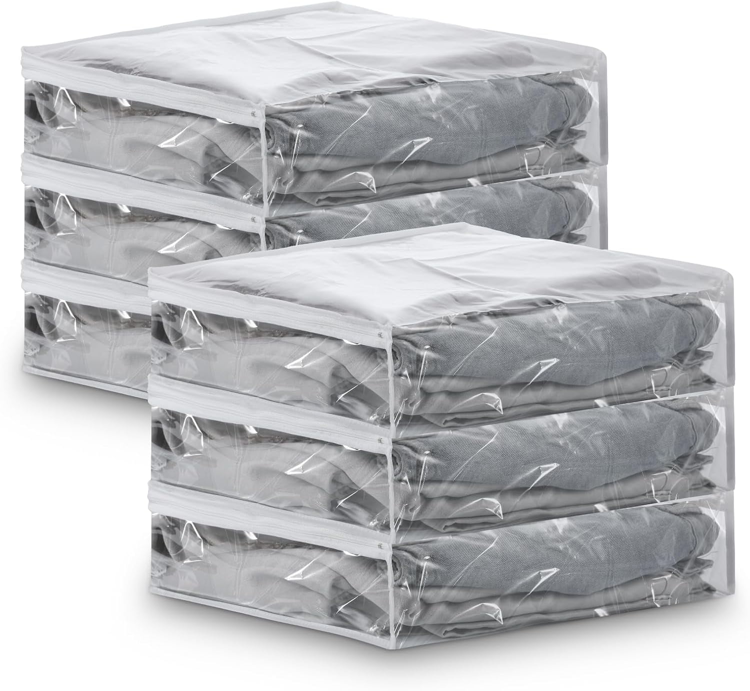 6 Pcs Clear Zippered Sweater Storage Bags with Zipper Plastic Sheet ...