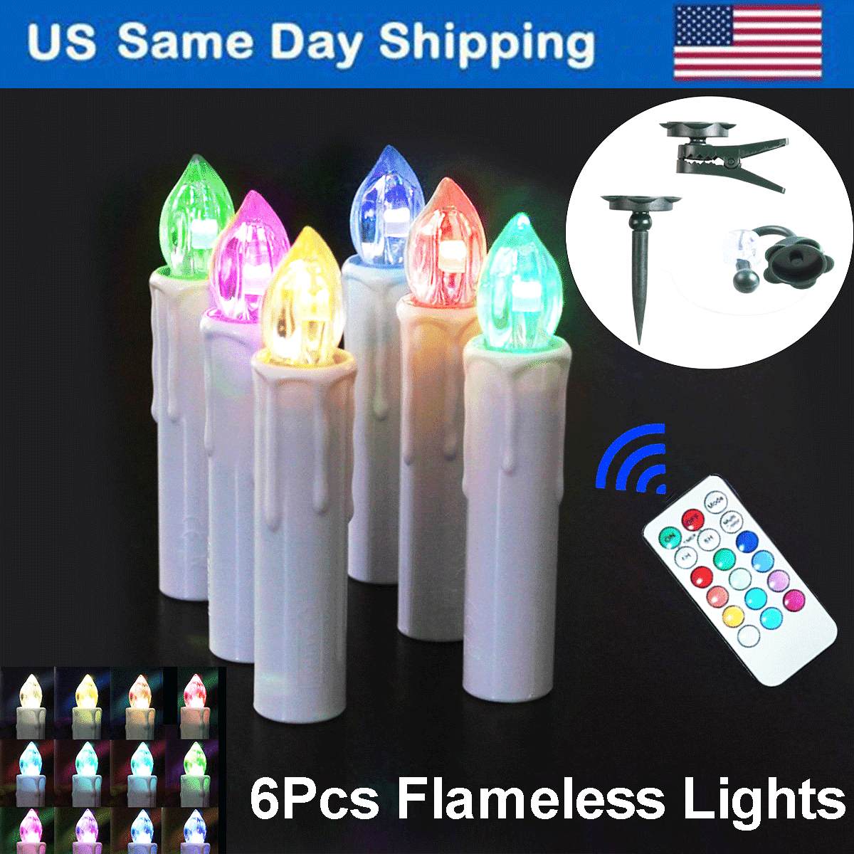 6 Pcs Clip On Candle Lights for Christmas Tree with Remote and Timer ...