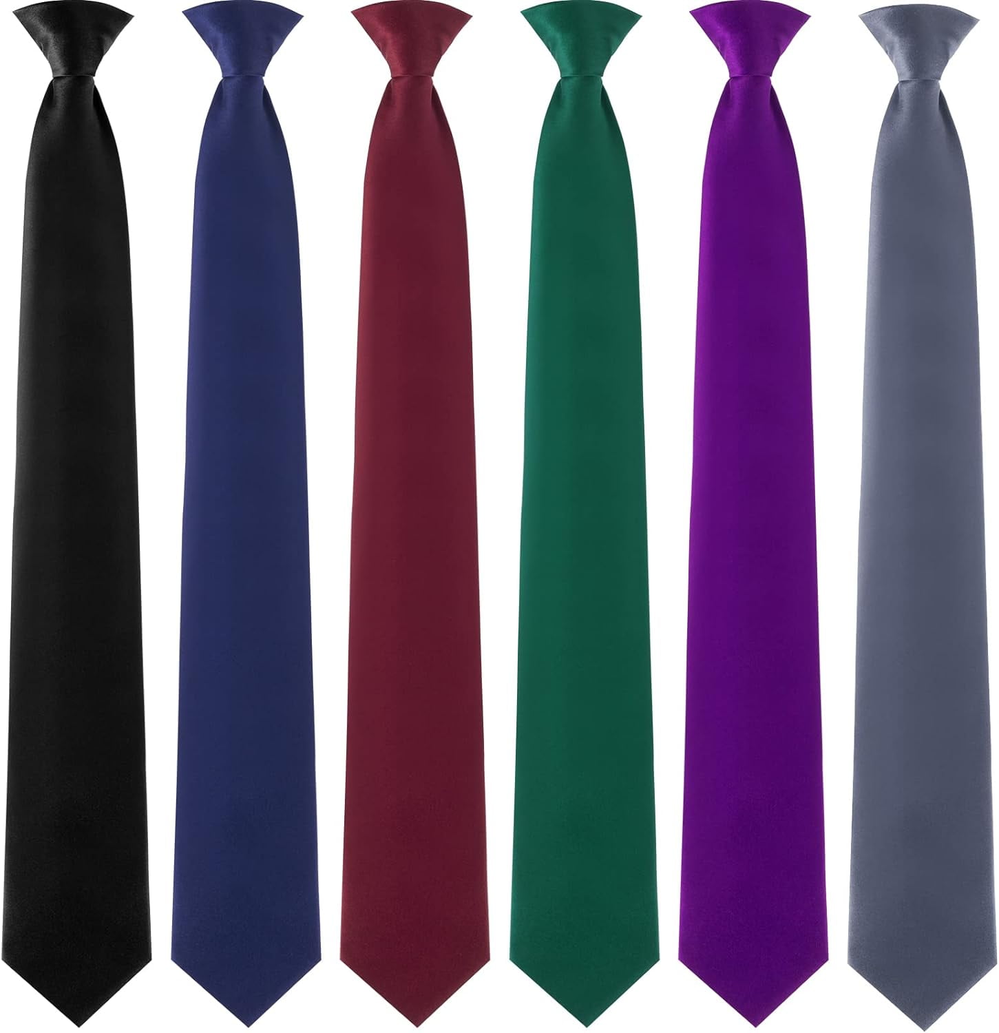 6 Pcs Clip on Ties for Men Solid Color Men's Tie Clip on Necktie 20 ...