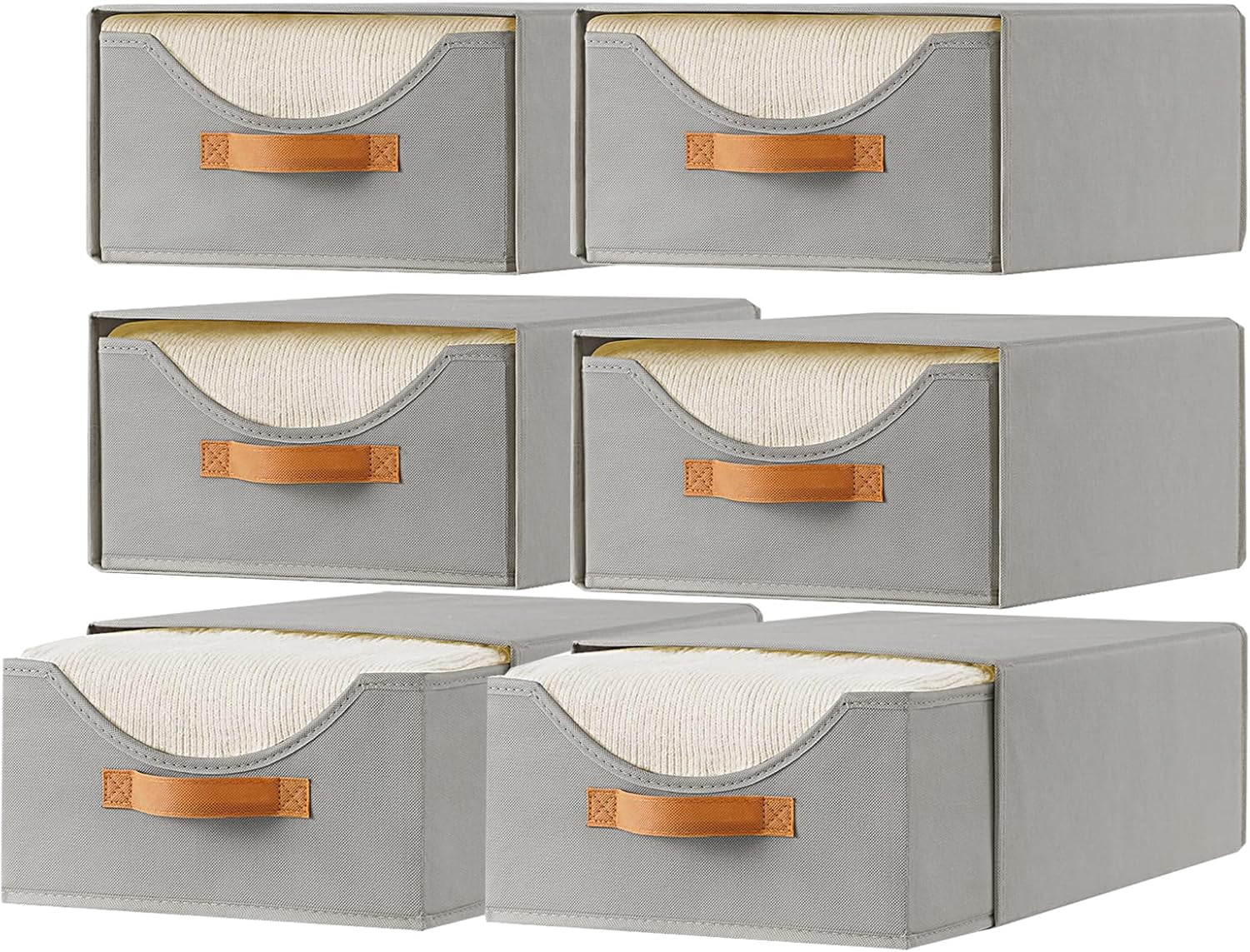 6 Pcs Closet Drawers and Large Size Clothes Storage Bins Push-Out ...